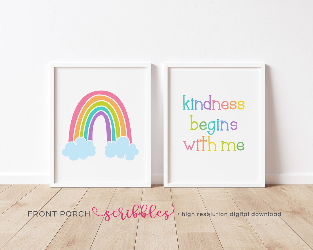 Kindness Begins With Me, Rainbow, Kindness Print, Playroom Decor ...