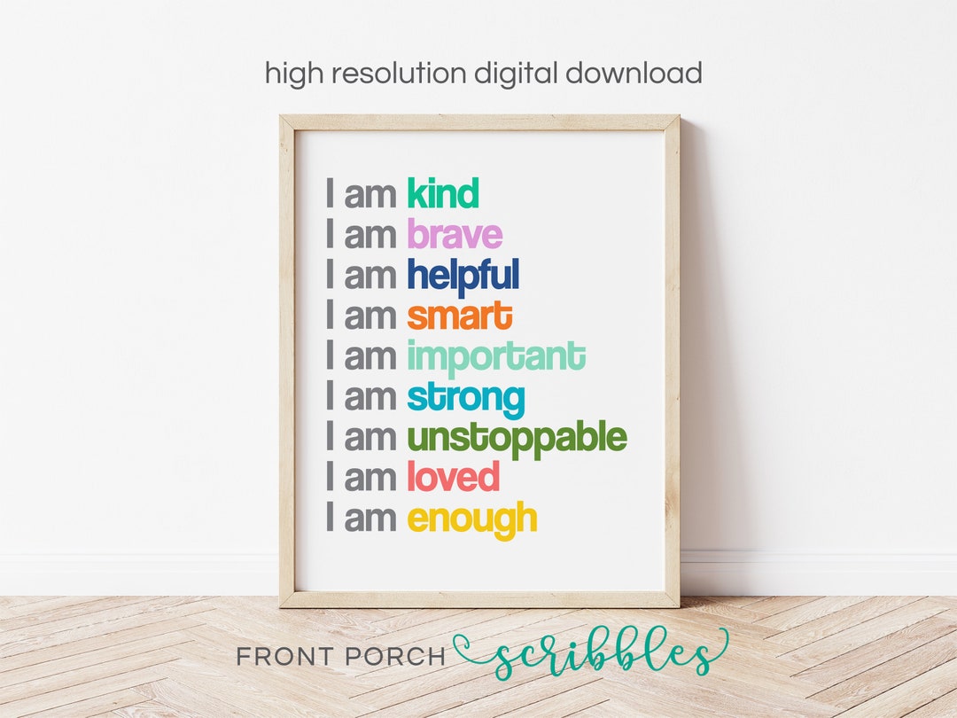 Positive Affirmations for Kids, Homeschooling Classroom Art ...