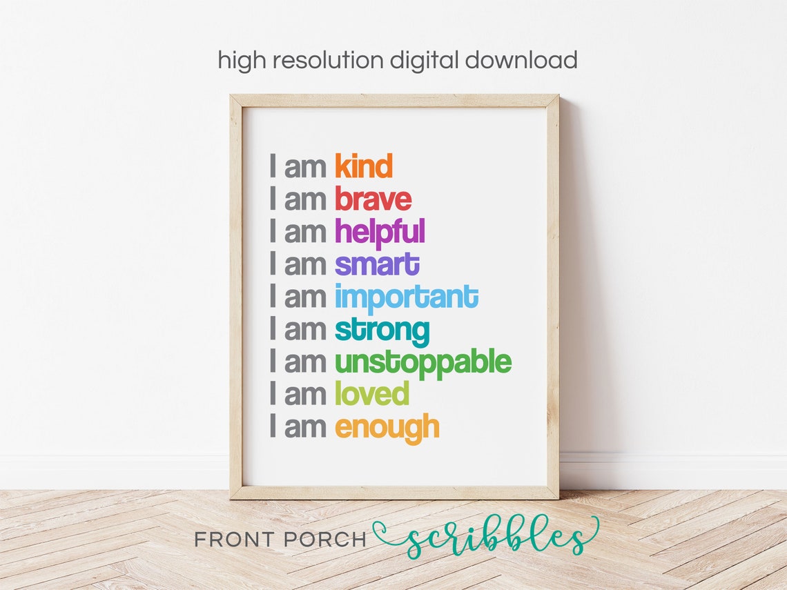 Positive Affirmations for Kids Homeschooling Classroom Art - Etsy