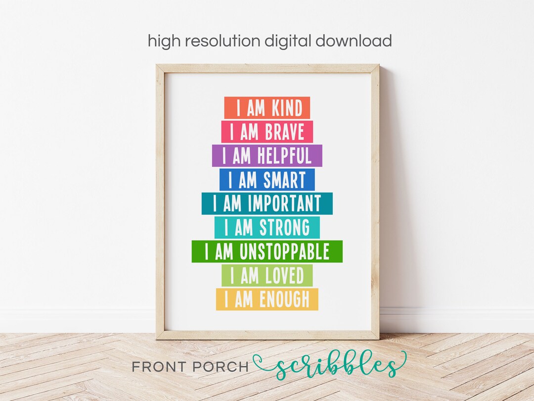 Positive Affirmations for Kids, Classroom Art, Motivational Poster ...