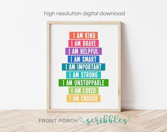 Kindness Poster Positive Affirmations for Kids Classroom - Etsy