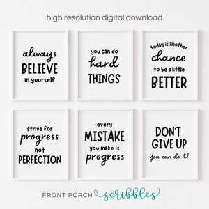 Growth Mindset Poster Pack, Black & White Digital Download, Positive ...