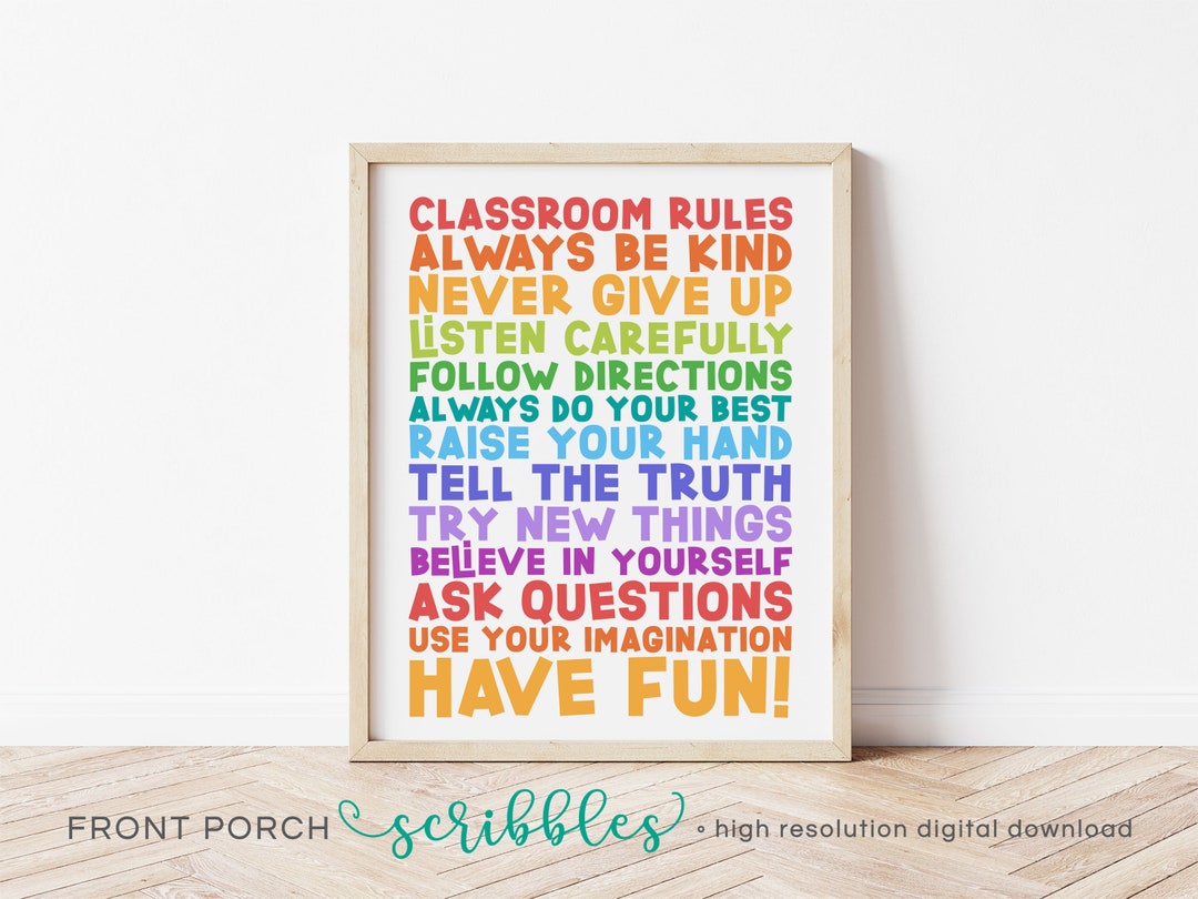 Classroom Rules, Artwork for Teachers, Classroom Decor, Positive ...
