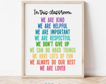 In This Classroom Poster, Classroom Rules, We Are Kind, Teacher Print ...