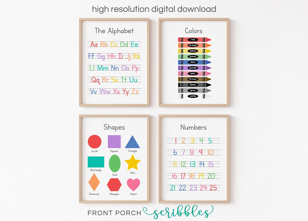 Elementary Learning Pack - Classroom Art Poster Printable - Colors ...