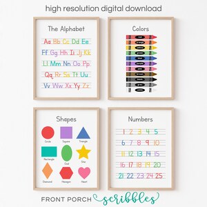 Elementary Learning Pack - Classroom Art Poster Printable - Colors ...