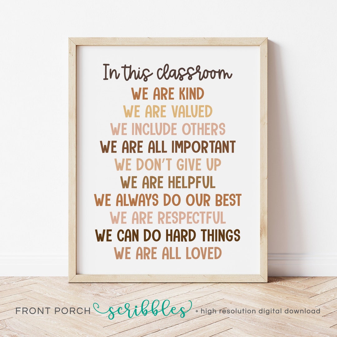 In This Classroom We Are Kind, Positive Classroom Decor, Affirmations ...