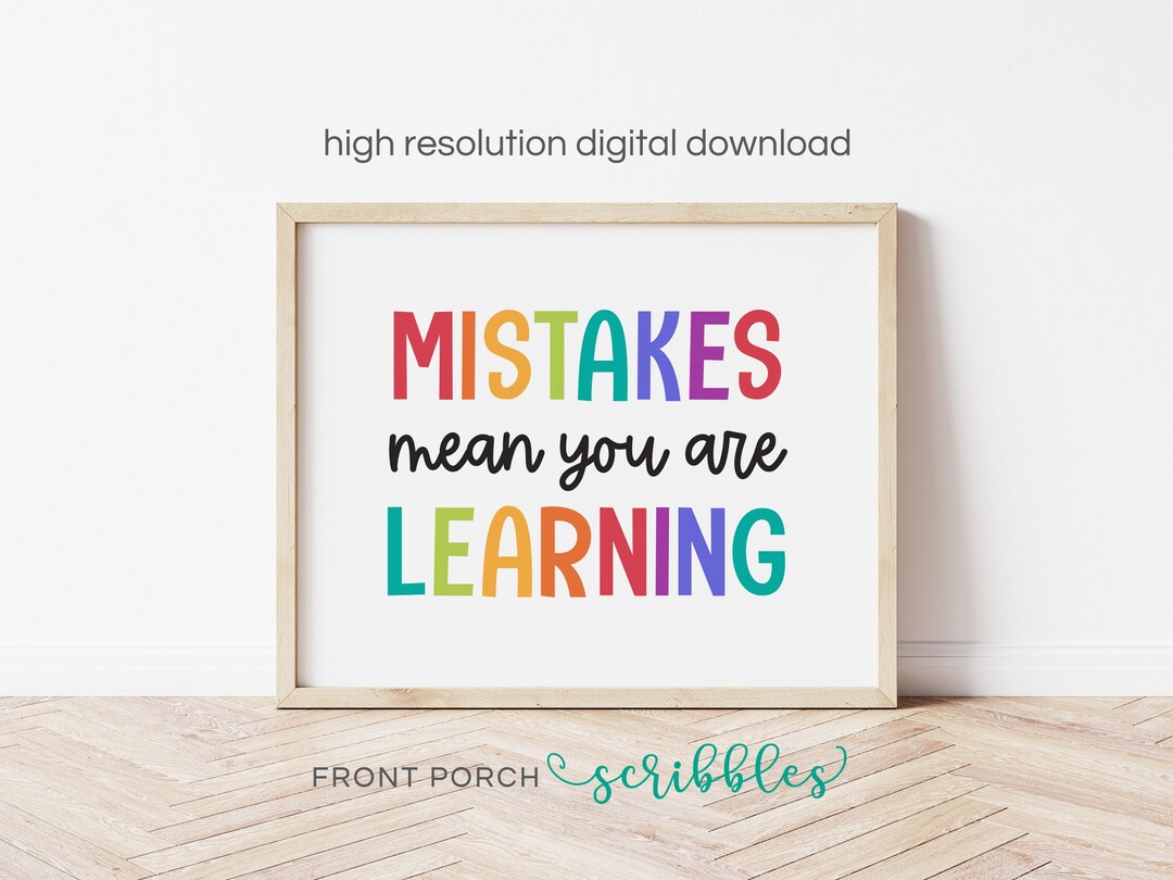 Mistakes Mean You Are Learning Printable - Growth Mindset, Positive ...