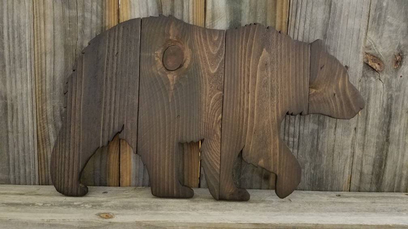 Wood Bear Silhouette Rustic Cabin Lodge Farmhouse Lake House Sign ...