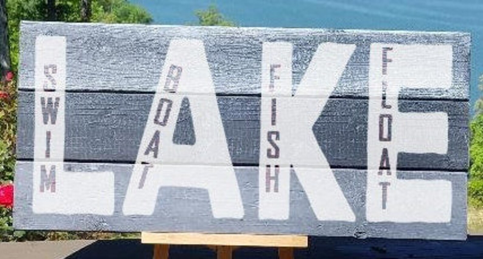 Live Love Laugh Lounge Lake Rustic Reclaimed Wood Lake House Decor Sign ...
