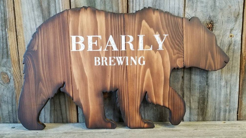 Wood Bear Silhouette Rustic Cabin Lodge Farmhouse Lake House Sign ...