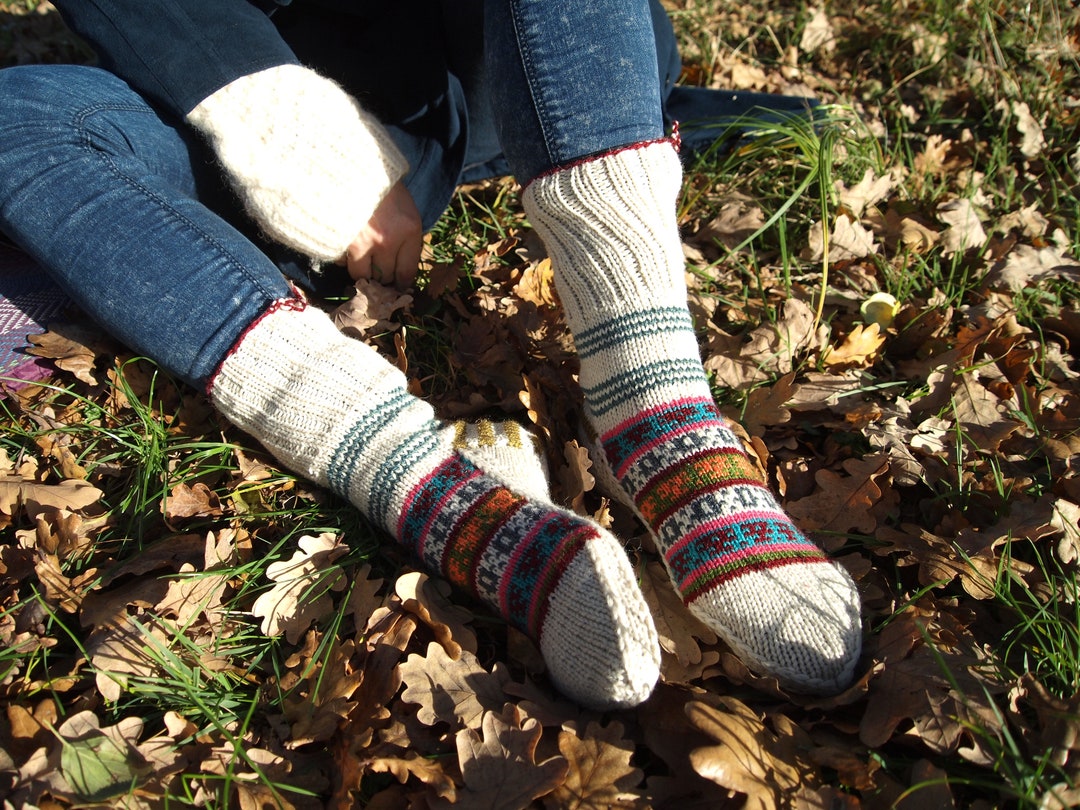 Hand-knitted Wool Socks, Merino Wool, Winter Socks, Stockings ...
