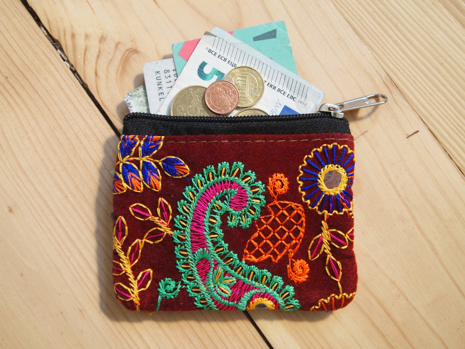 Mini Portemonnaie, Geldbörse aus Stoff, kleine Tasche, Geldbeutel ...