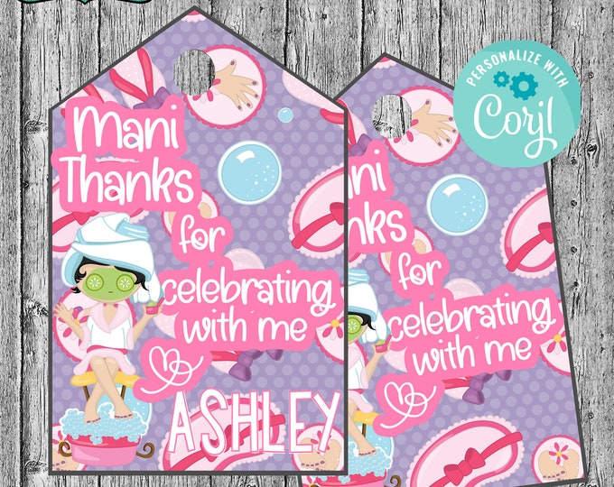 Spa Party Favor Tags, Spa Party, Party Favor Tags, Spa Favor Tags, Girl ...
