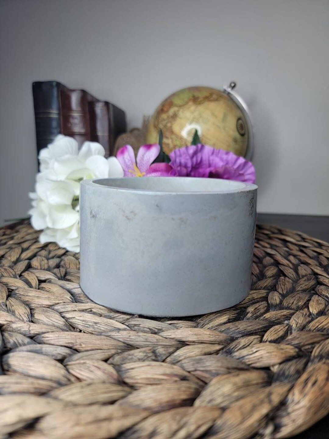 Handmade Citronella Soy Candle, Round Cement Container, Farmhouse Style ...