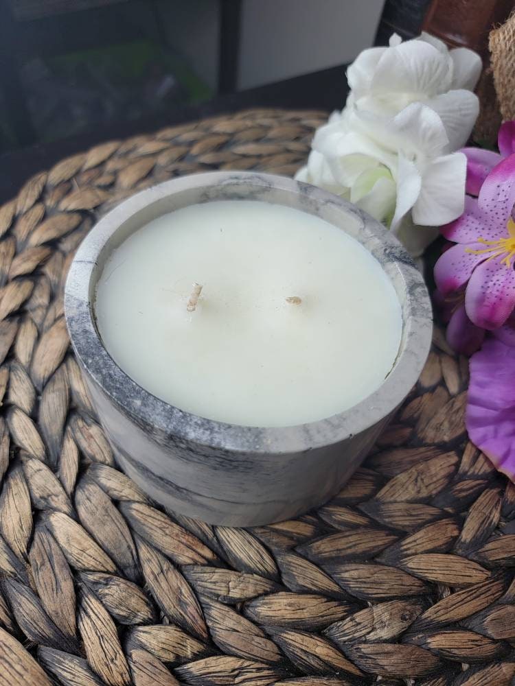 Black Sea Scented Soy Candle, Turquoise Marble Cement Candle - Etsy