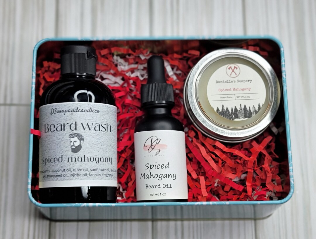 Beard Care Gift Set in Holiday Tin Beard Care Gift for Him - Etsy