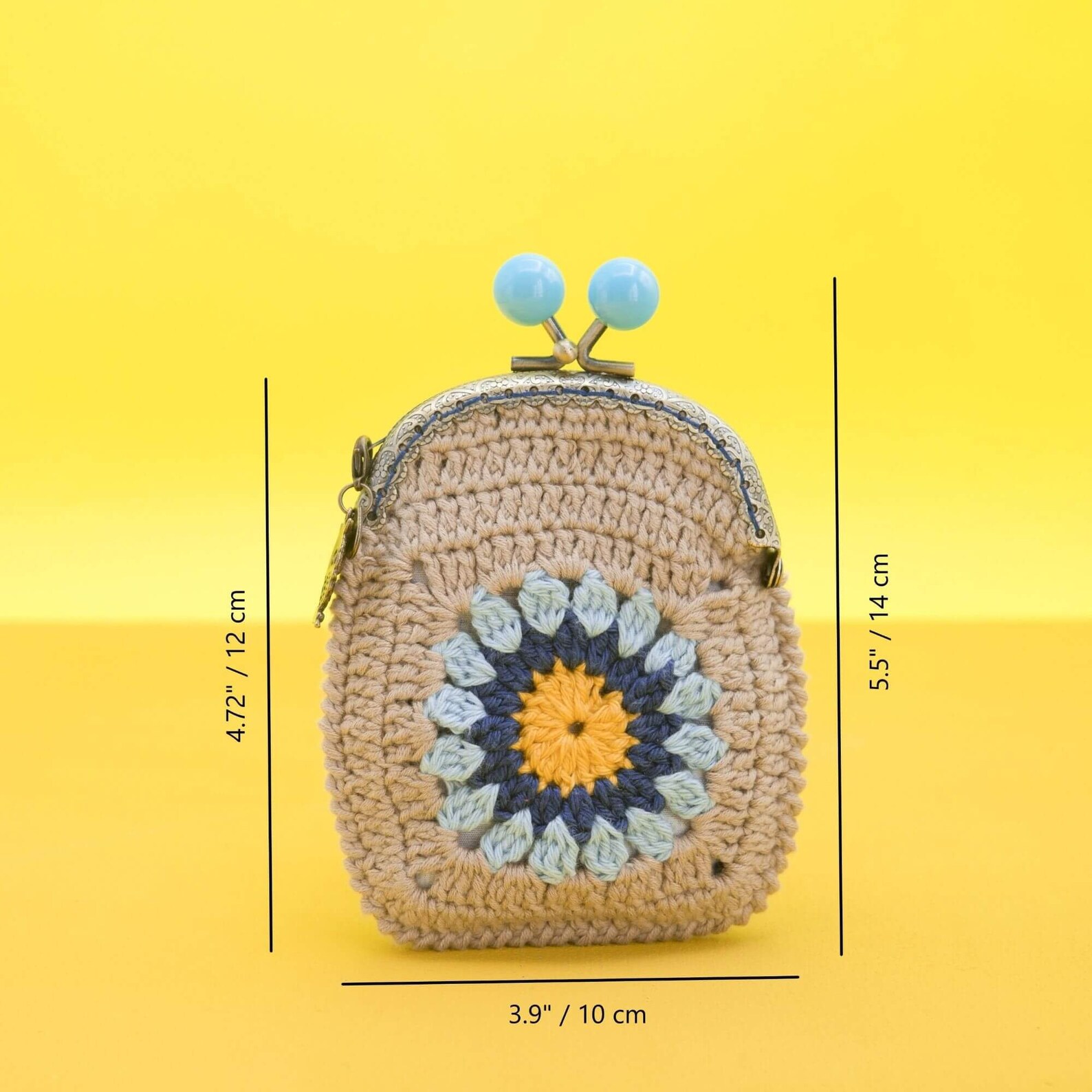 Granny Square Coin Purse Kiss Lock Frame Wallet Crochet Coin - Etsy