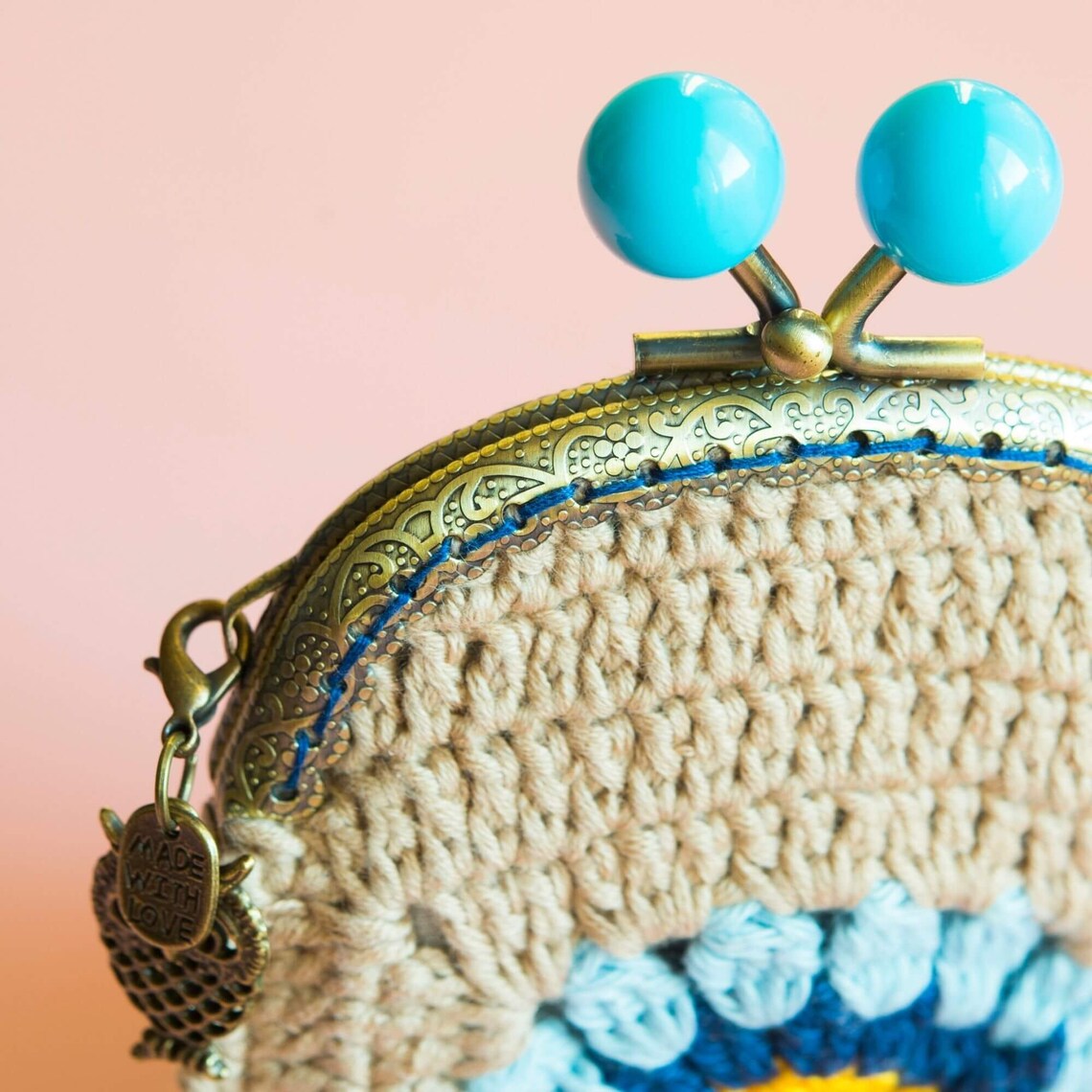 Granny Square Coin Purse, Kiss Lock Frame Wallet, Crochet Coin Purse ...