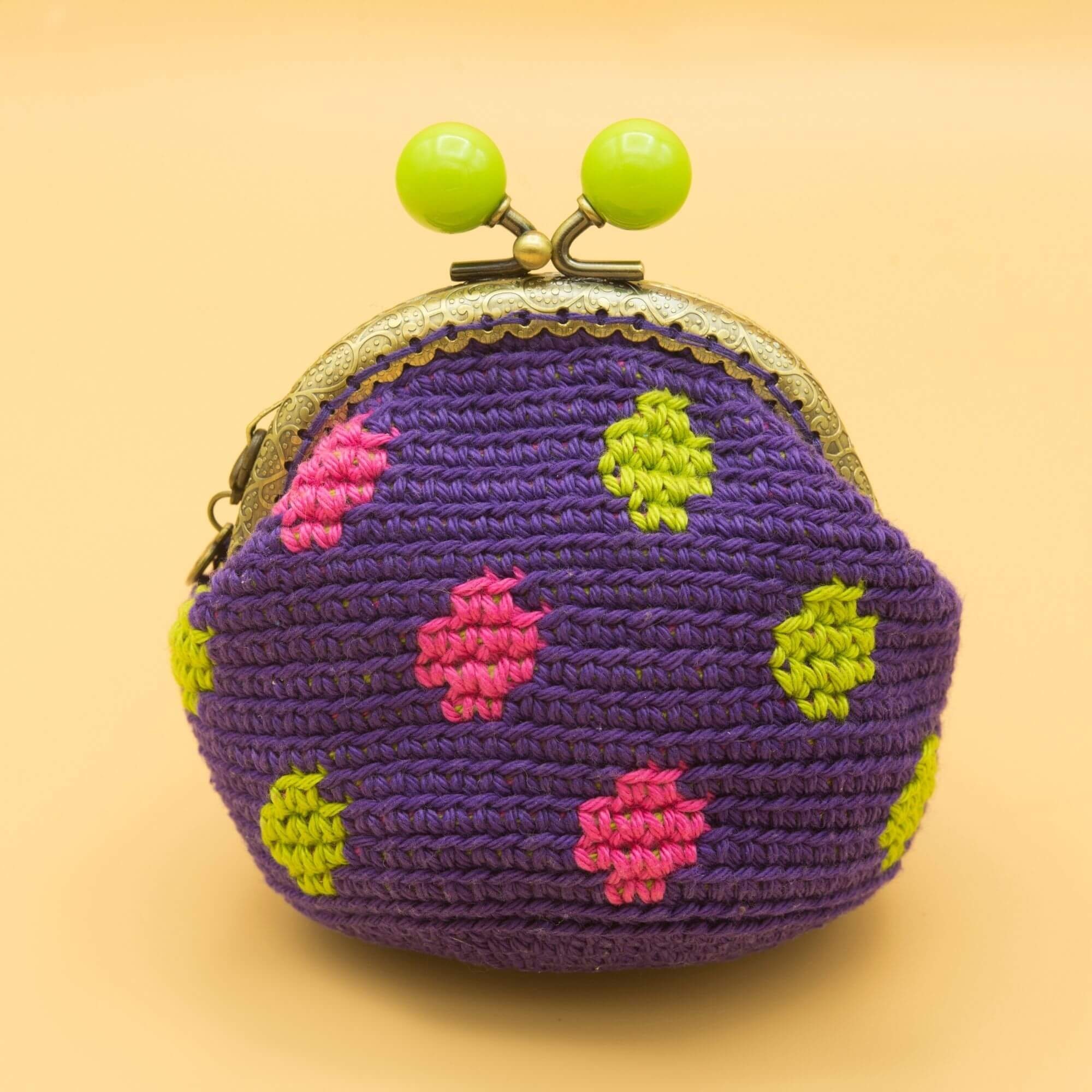 Kiss Lock Coin Purse, Coin Purse With Polka-dot, Crochet Coin Purse ...