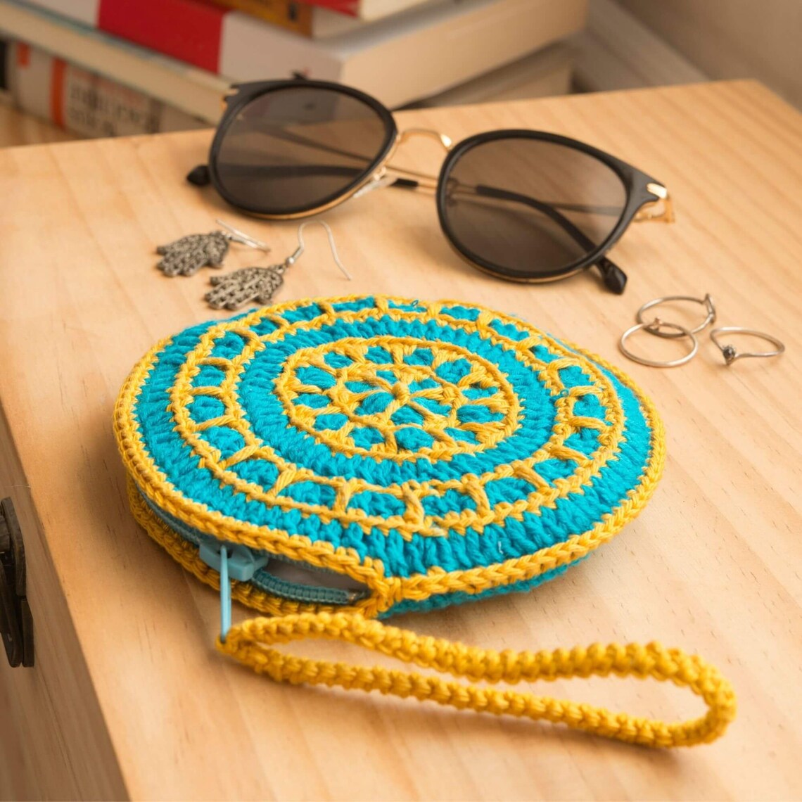 Round Crochet Coin Purse, Round Purse With Mandala, Coin Purse With ...