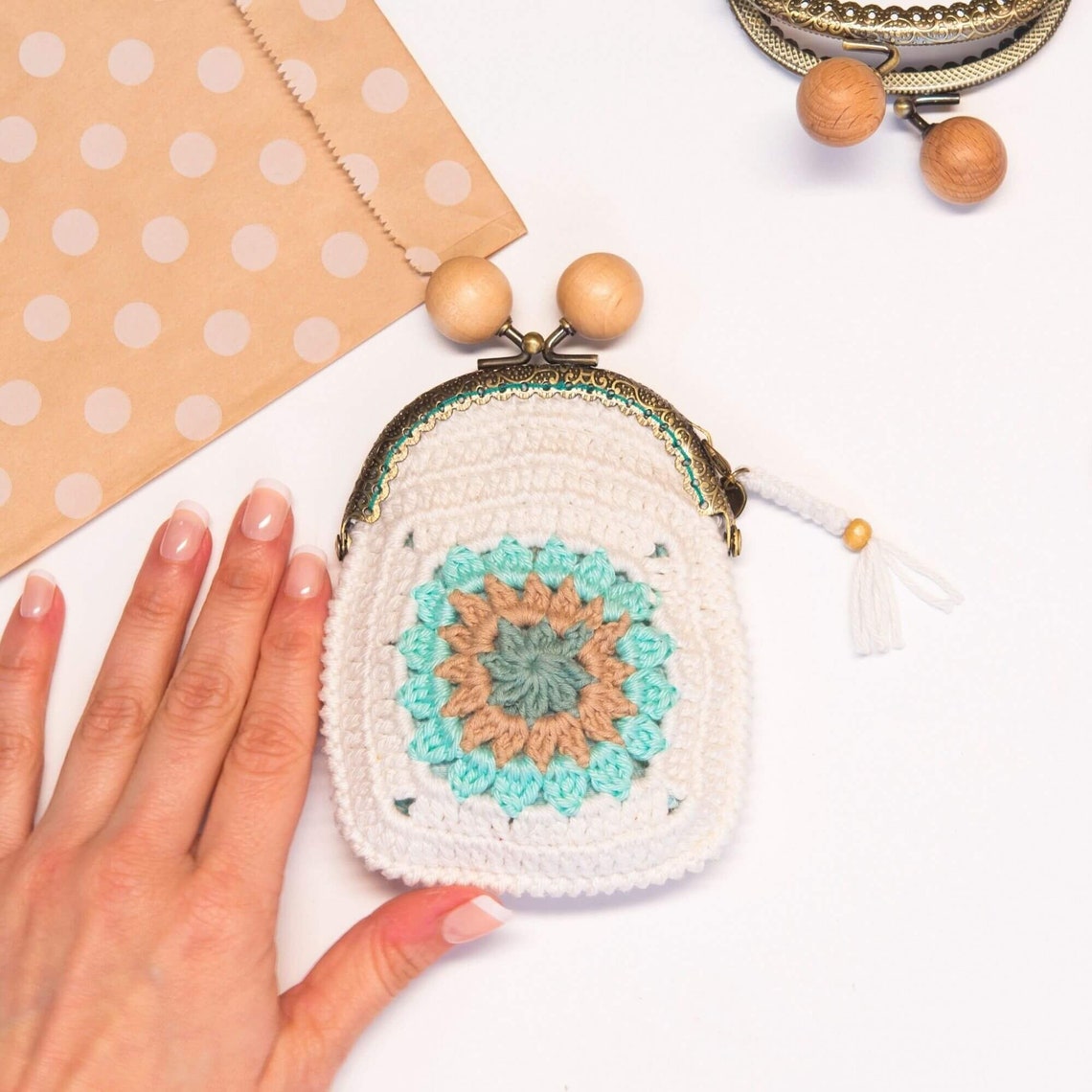 Coin Purse Granny Square, Coin Purse Handmade, Crochet Granny Square ...