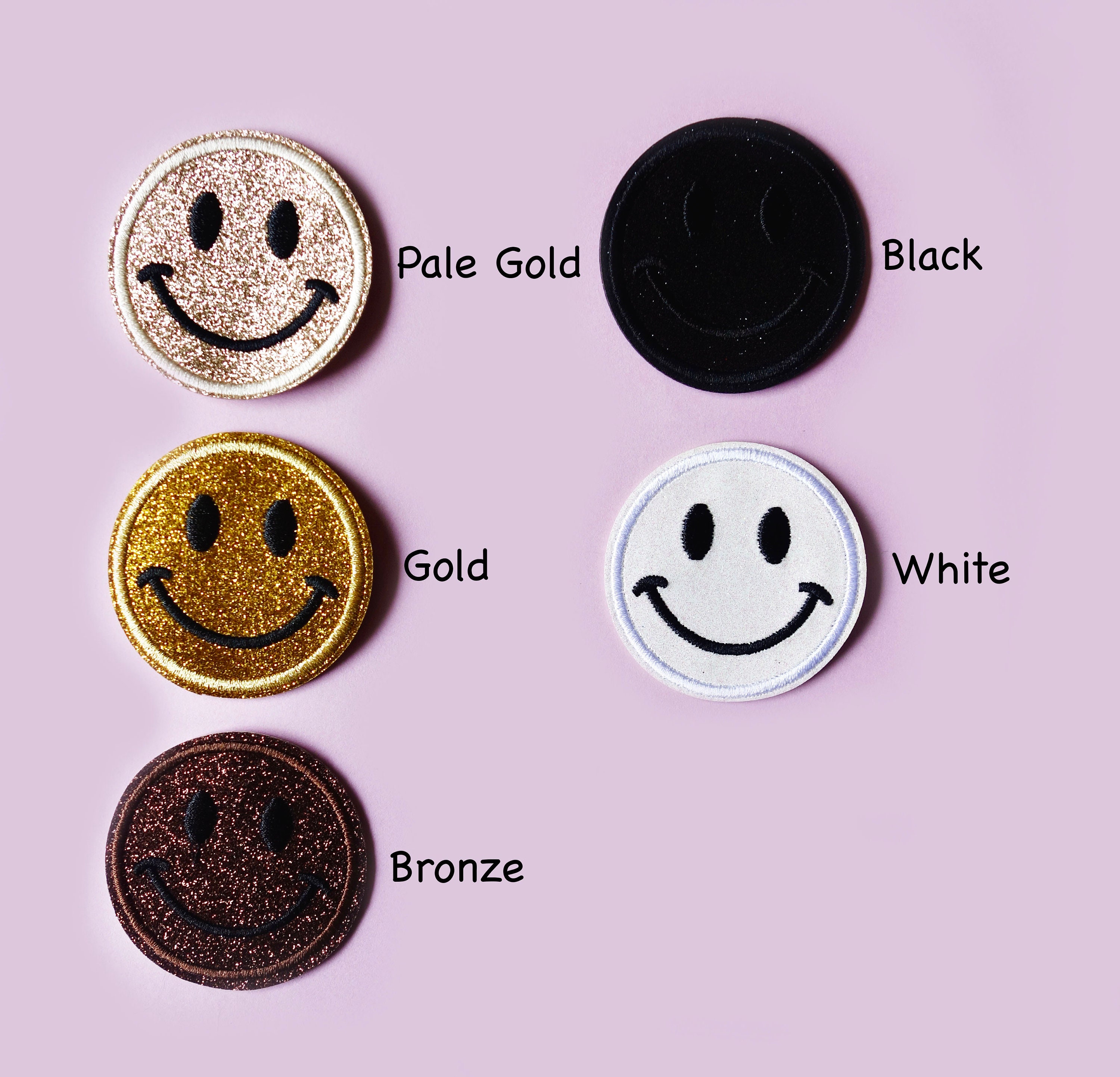 Sparkly Smiley Face Iron on Patch Embroidered Patch | Etsy