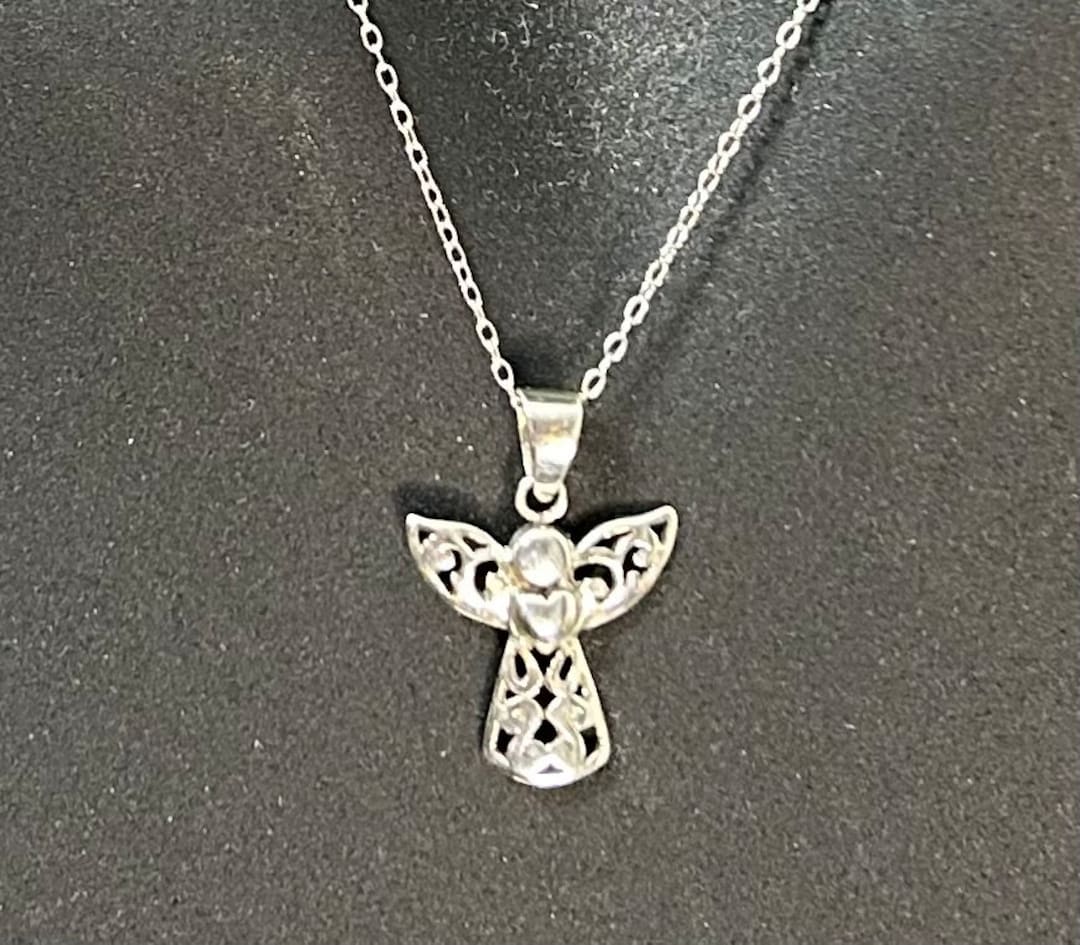 925 Sterling Silver Angel Pendant - Etsy