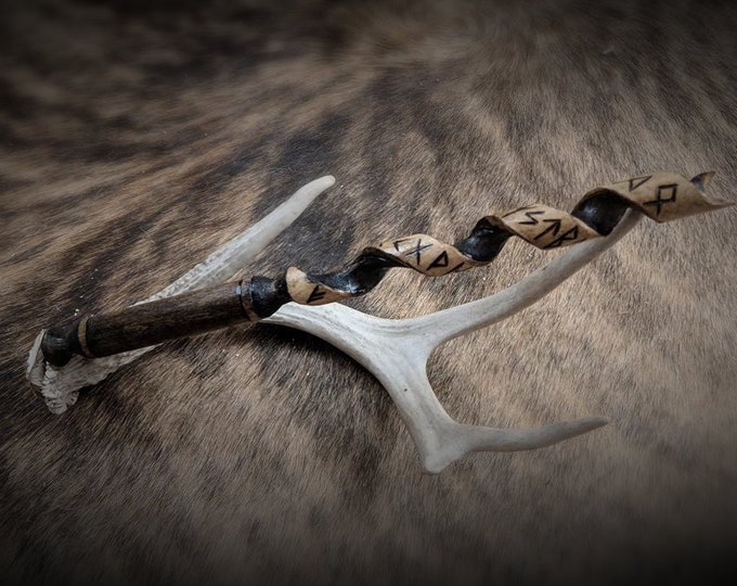 Runecaller Norse Rune Wand Volva Staff Distaff Asatru Altar Divination ...