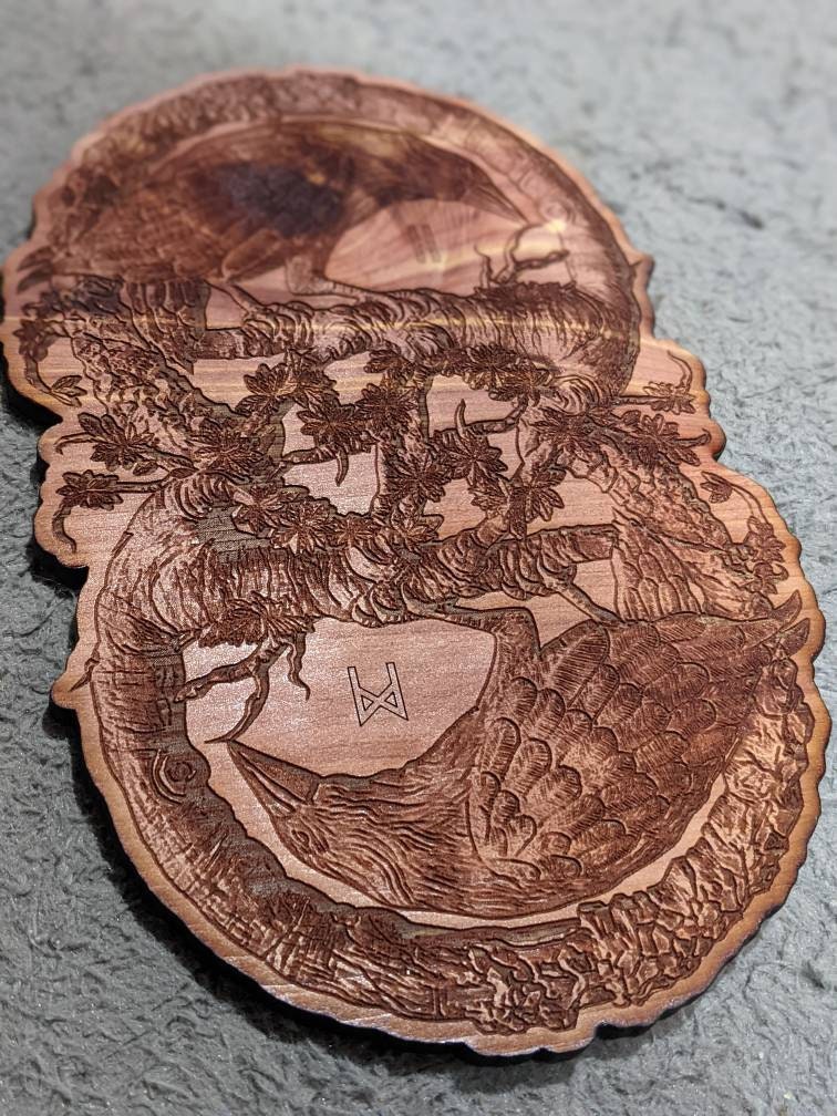 Huginn Muninn Odin's Ravens Cedar Engraved Altar Plate - Etsy