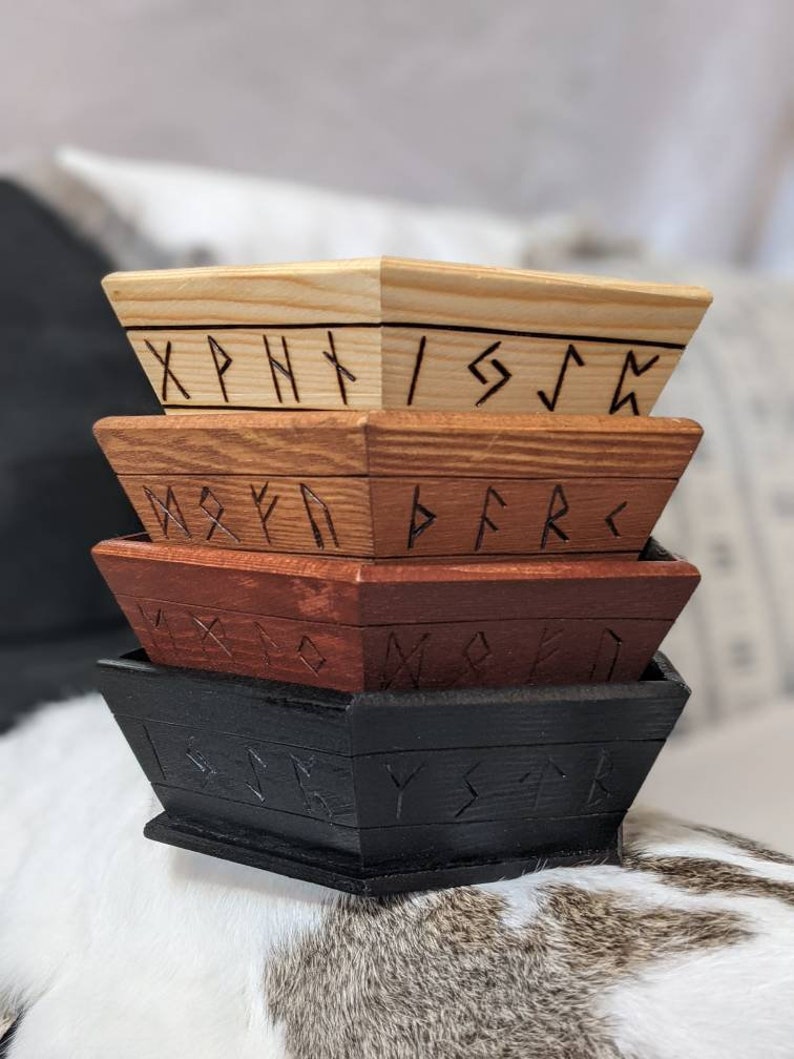 Black Offering Bowl Rune Wood Altar Dish Plate Asatru Heathen - Etsy