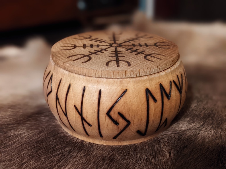 Hand Turned Alder Box of 24 Wood Runes Round Small Mini Rune - Etsy