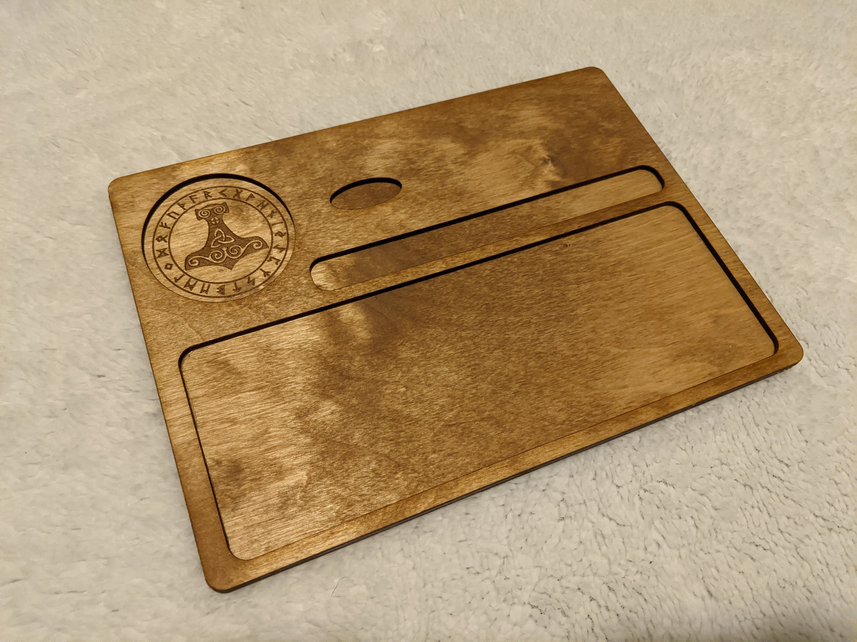 Mjolnir Rune Circle Rolling Tray Wood Elder Futhark Runes - Etsy