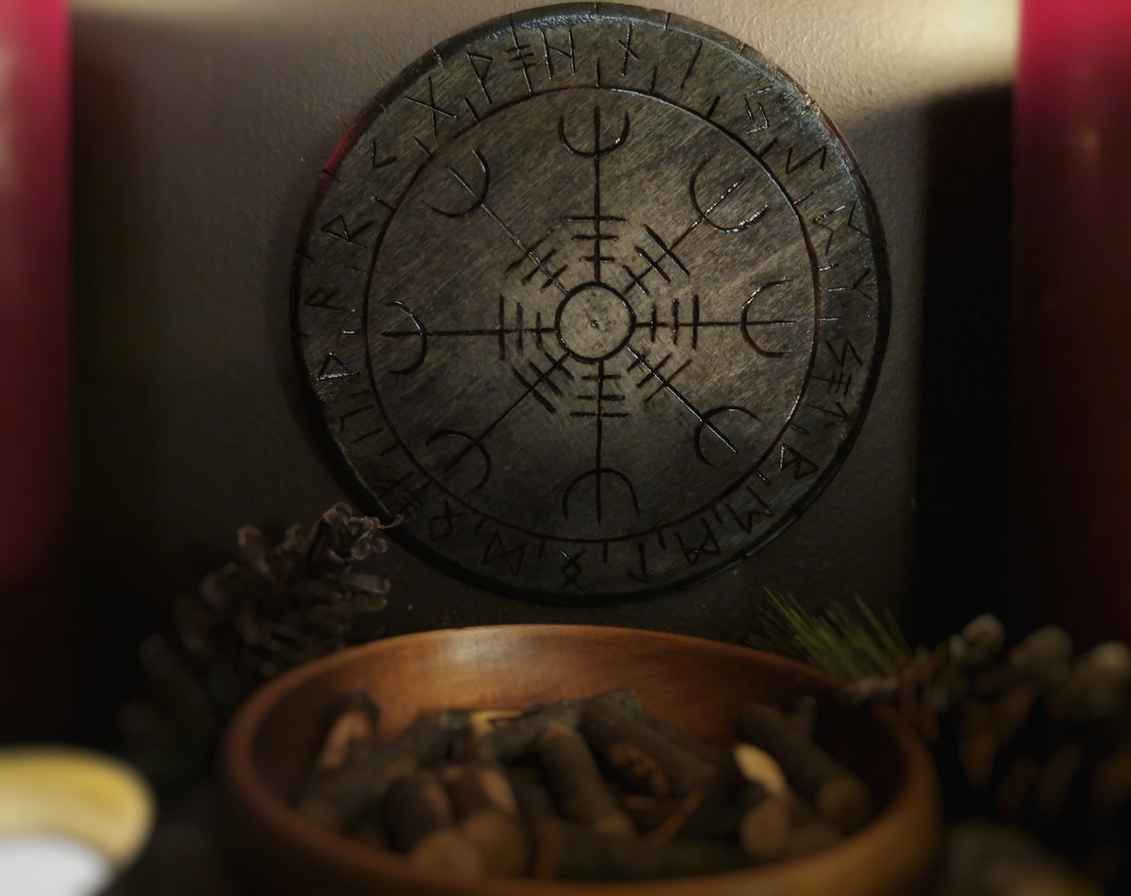 Helm of Awe Heathen Altar Plate Asatru Norse Pagan Decor Wood | Etsy