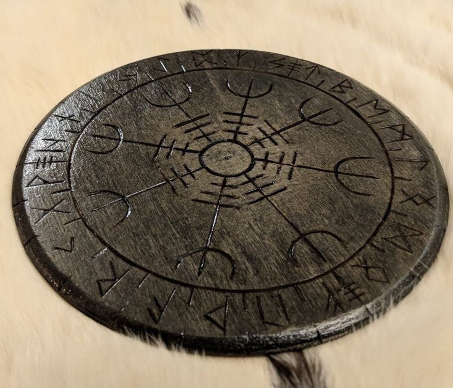 Helm of Awe Heathen Altar Plate Asatru Norse Pagan Decor Wood | Etsy