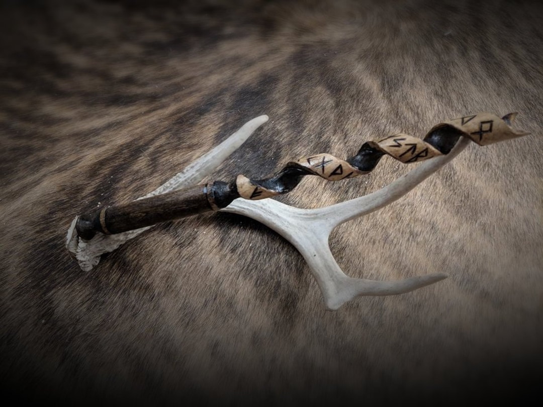 Runecaller Norse Rune Wand Volva Staff Distaff Asatru Altar Divination ...