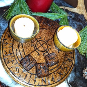 Ginfaxi Altar Plate Heathen Asatru Norse Pagan Religious Decor Pine ...