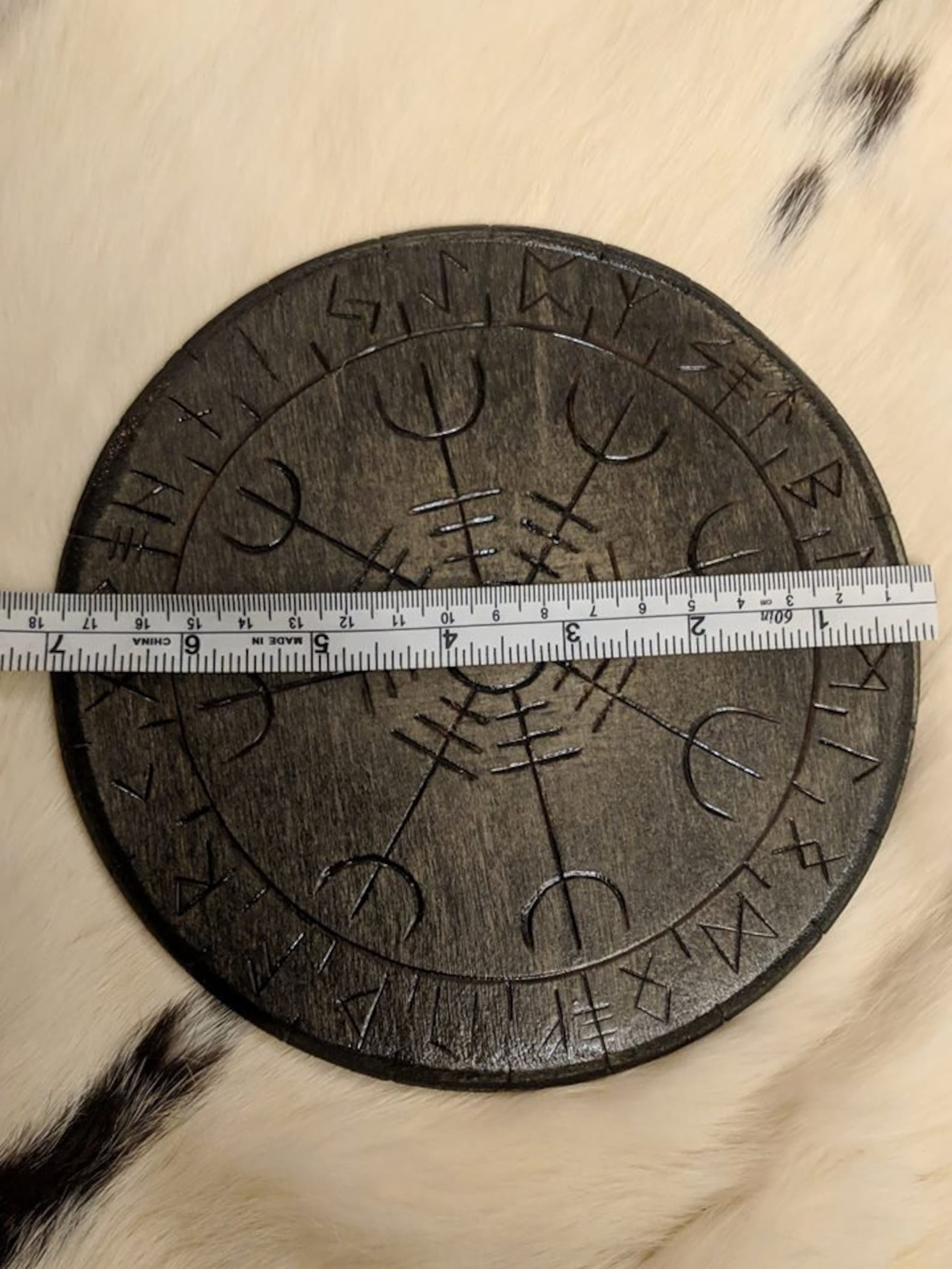 Helm of Awe Heathen Altar Plate Asatru Norse Pagan Decor Wood Elder ...