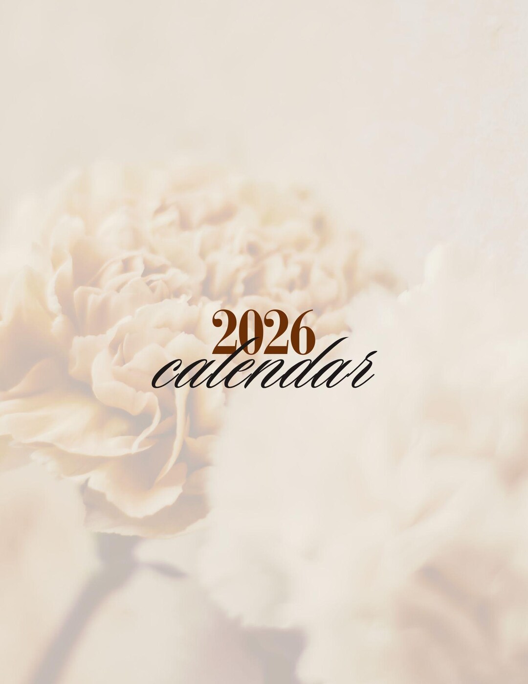 Beige Simple Minimalist 2026 Monthly Calendar (printable) - Etsy
