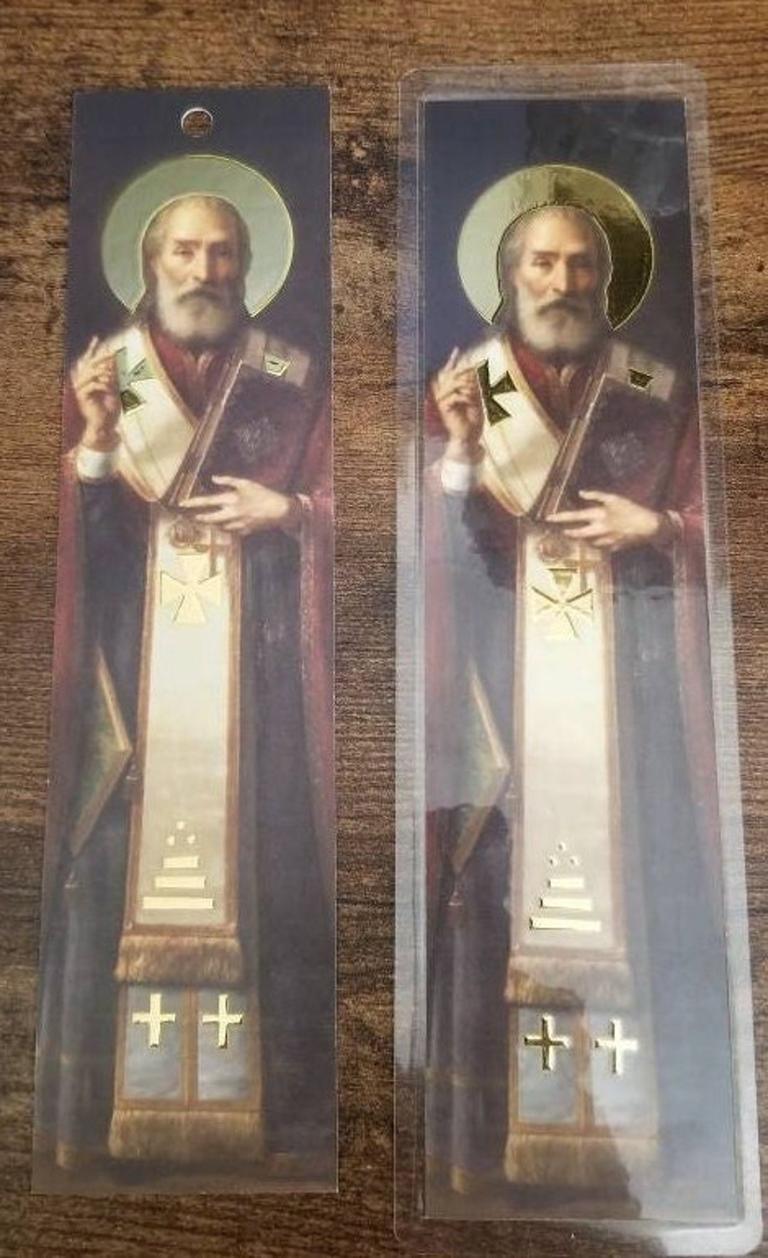 Saint Nicholas of Myra: Gold Foil Raised Bookmark, Double-sided With ...