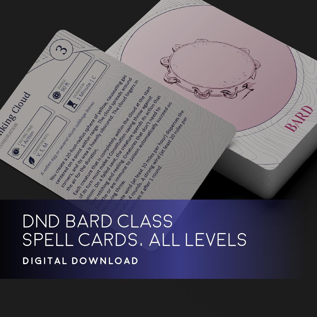 DND Class Spell Cards | Bard | DND Class Bundle | DND Spell Cards 5e ...