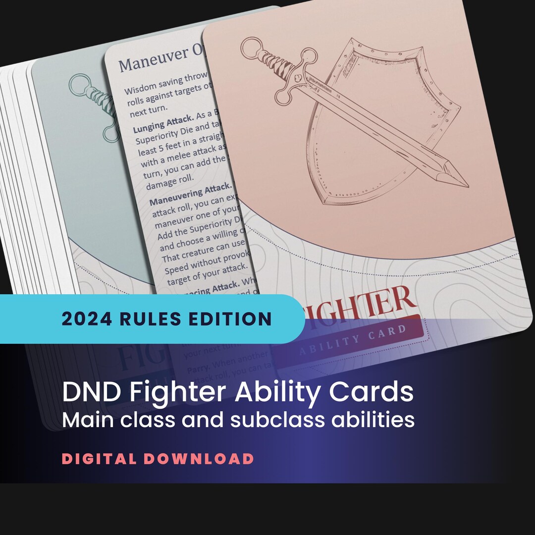 DND Fighter Ability Cards: All Handbook Class Abilities, Including ...