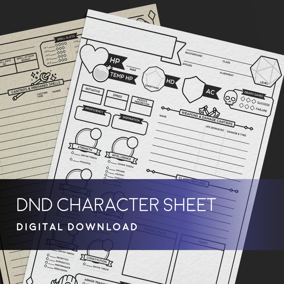 DND Character Sheet Digital | 2024 Dnd Pdf | Dnd Character Printable PDF | Downloadable Dnd ...