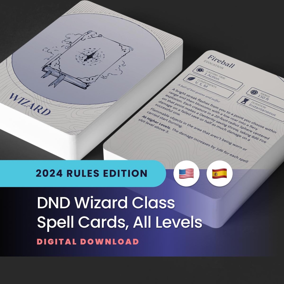 Wizard Spell Cards: DND 2024 Edition, All Levels (printable PDF) - Etsy