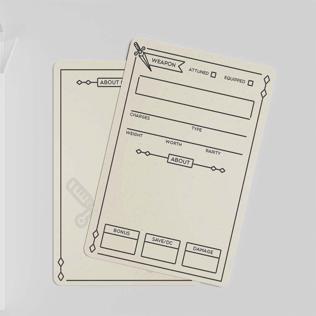 Blank DND Item Cards: Form Fillable RPG Cards (digital Download) - Etsy