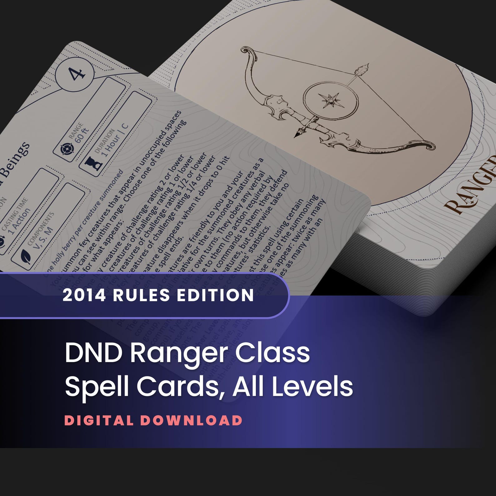 Ranger Spell Cards: DND 2014 Edition, All Levels (printable PDF), DND ...