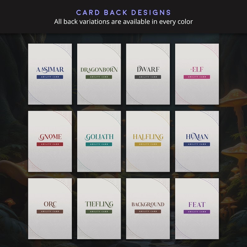 DND Ability Cards: Backgrounds, Class Abilities, Species Abilities, and ...