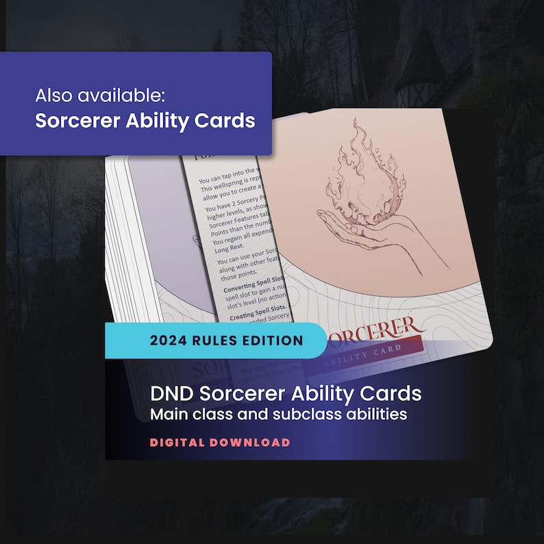 Sorcerer Spell Cards: DND 2024 Edition, All Levels (printable PDF) - Etsy