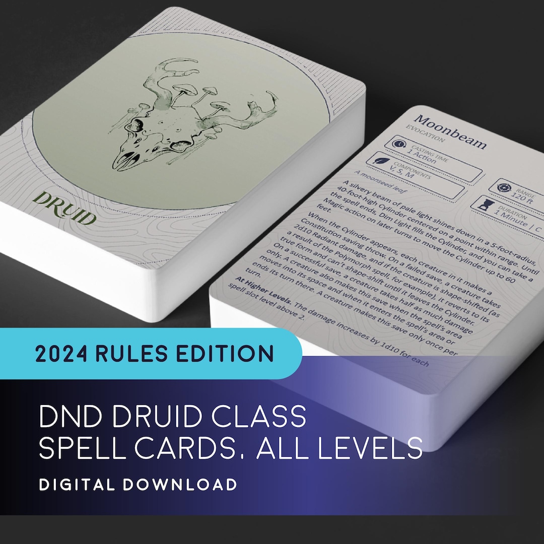 Druid | DND Class Spell Cards | 2024 Edition, All Levels (printable PDF ...