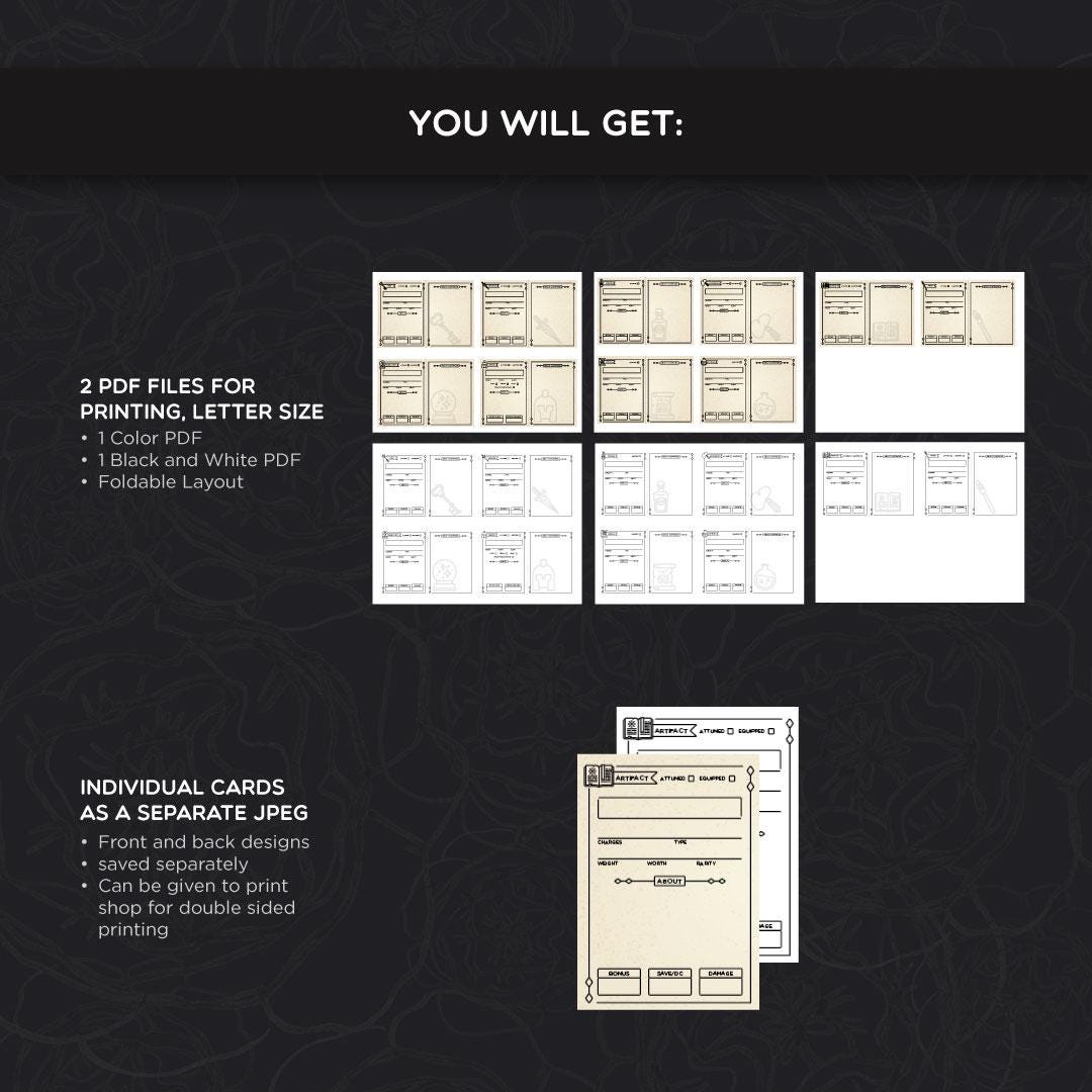 Blank DND Item Cards: Form Fillable RPG Cards (digital Download) - Etsy